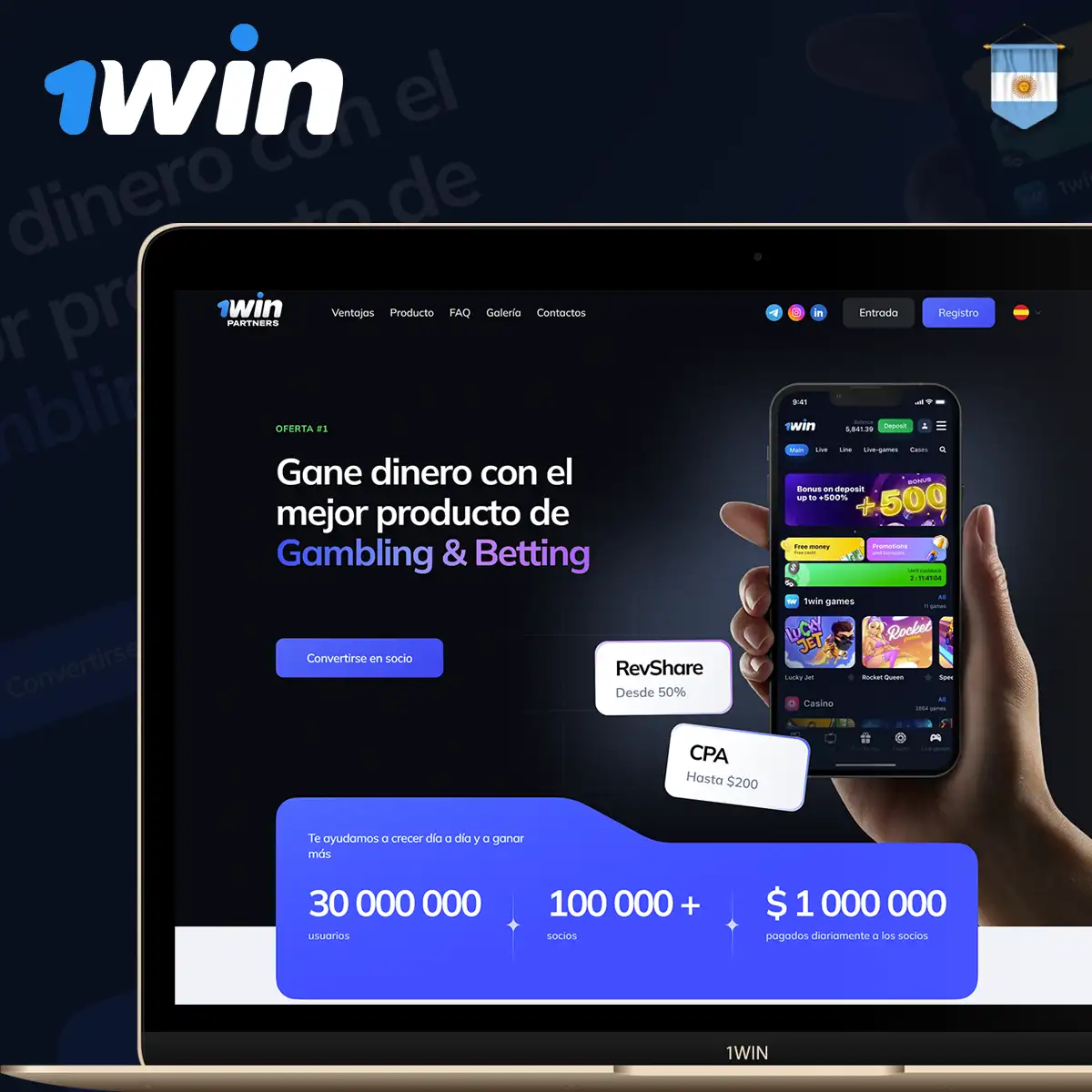 1win Partners: Puedes monetizar al máximo en Gambling & Betting